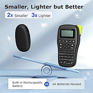 SUPVAN E10 Bluetooth Label Maker Machine with Tape, Continuous Waterproof Label, Versatile App with 35 Fonts and 1k+ Icons, Inkless Labeler for Home, Kitchen, School, Office Organization, Black