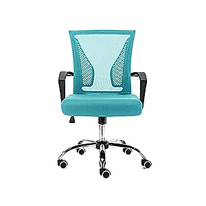 Modern Home Zuna Mid-Back Office Task Chair - Ergonomic Back Supporting Mesh Back Desk Chair (Black/Aqua)