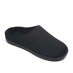 MAIITRIP Men's House Slippers Memory Foam Indoor Outdoor,Comfortable Winter Warm Non Slip Slip on House Shoes for Men Bedroom Casual,lightweight Slip Resistant Rubber Sole,All Black,Size 12 12.5 13