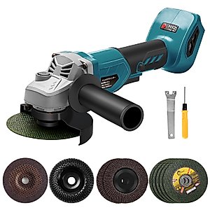 Angle Grinder, 4inch Cordless Angle Grinder with 9 Grinding Wheels,12000RMP 18V/21V Power Grinder, Cutting/Deburring/Derusting Grinder Tool (No Battery)