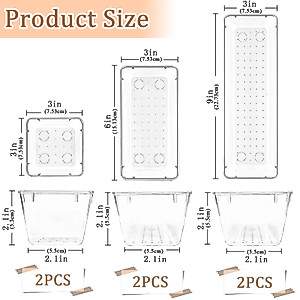 Fodofodo 6 Pack Clear Drawer Organizer Set,Versatile Bathroom and Vanity Organizer Trays,Acrylic Drawer Storage Trays,Storage Bins for Makeup Jewelries,Cosmetics,Gadgets,Kitchen Utensils and Office