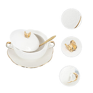 1 set Tea Lid Jar Lids with Relief Ice White Handles Disc Sealing Bowls for Seasoning Dessert Bird Ceramic Steam Holder Saucer Stock Casserole and Food Steaming Home Double