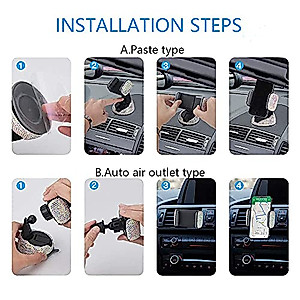 Bling Car Phone Holder, LYCARESUN 360°[Adjustable & Stable] Crystal Universal Phone Mount for Car, Windshield Dashboard Air Vent Car Stand Phone Holder, Car Accessories for Women and Girl (Colorful)…