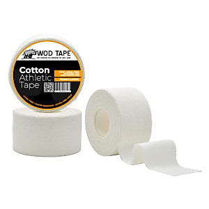 WOD ST-ACST Sports Athletic Tape, White (Pack of 3). Latex-free Self-Adhesive for Wrist, Ankle, Shoulder, Knee, and Hand Protection, for Weightlifting, Lacrosse, Hockey, Football, Lifters, & Climbers.