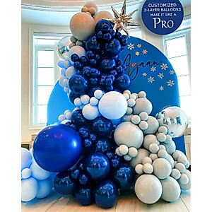 Kozee Chrome Blue Double-Stuffed Balloons different sizes 52 PACK 18+10+5 inch Metallic Navy Blue balloon Garland kit For 2023Graduation Wedding Birthday baby shower anniversary decorations