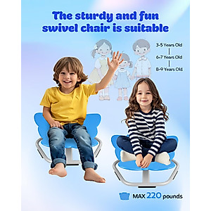 FAHKNS Autism Sensory Spinning Chair, Dark Bule Elephant Kids Swivel Chair for Kids Age 3+, Sit and Spin Sensory Chair for Toddlers Overcoming Social Phobia Non-Slip Metal Base