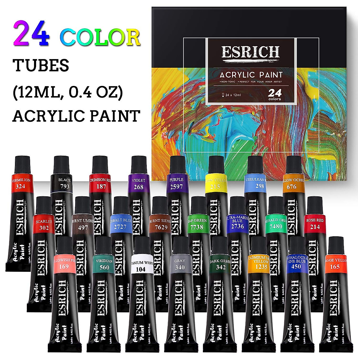Acrylic Paint Set,46 Piece Professional Painting Supplies with Paint Brushes, Acrylic Paint, Easel, Canvases, Palette, Paint Knives, Brush Cup and Art Sponges for Hobbyists and Beginners
