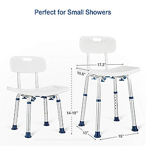 GreenChief Shower Chair with Back Removable - Small Shower Stool for Inside Shower, Narrow Bathtub Chair, Adjustable Shower Seat for Seniors, Elderly, Handicap, Disabled (300 LBS)