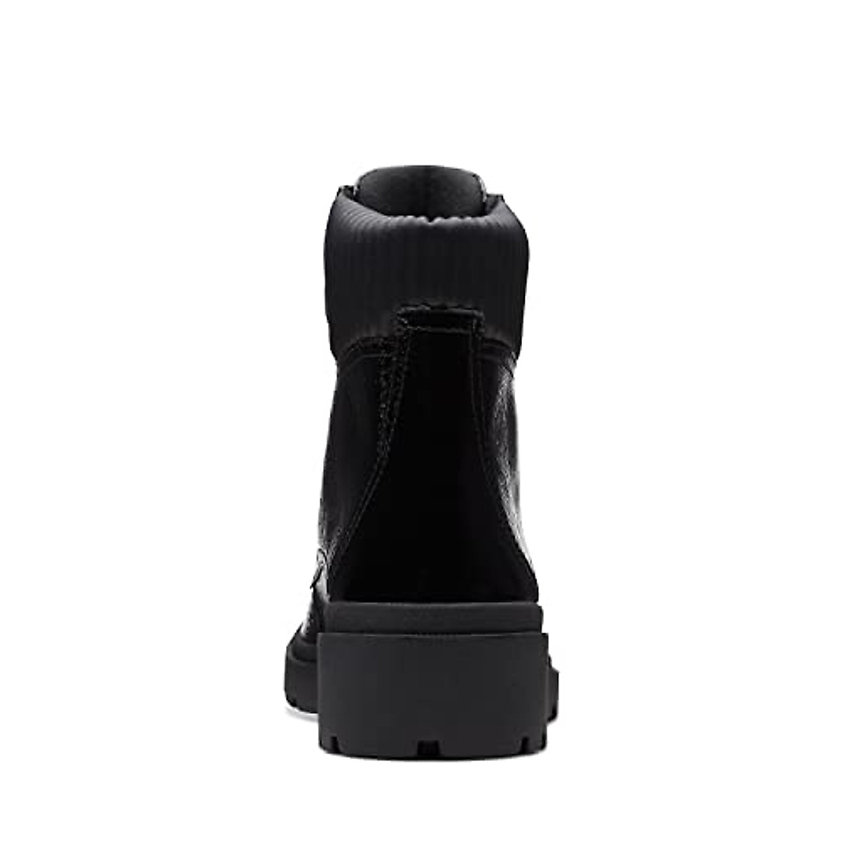 Clarks Women's Calla Zip Mid Calf Boot, Black Crinkle Patent Synthetic, 7