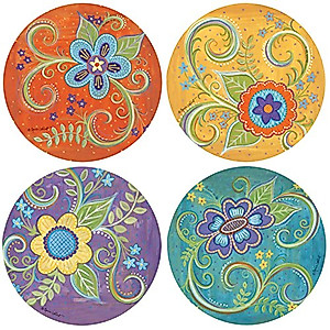 Thirstystone Stoneware Coaster Set, Gypsy Blossoms