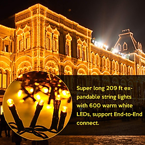 COSFLY Outdoor Christmas String Lights 209 ft 600 LED,UL Certificated Fairy String Lights for Outdoor Garden Halloween Wedding Party BBQ Party Decoration