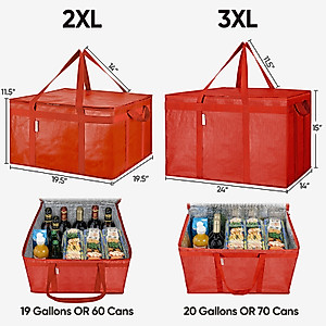 BALEINE Insulated Reusable Grocery Bags, Collapsible Cooler Bag for Groceries, Heavy Duty Large Insulated Bag (XXX-Large, Urban Gray)