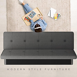 TINKLE WELL Futon Sofa Bed, Convertible Folding SofaBed Breathable Fabric, Ideal for Bedroom, Living Room, Apartment and Office-Compact Design for Spacing Saving