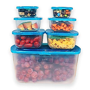 Mr. Lid Premium Attached Storage Containers | Permanently Attached Plastic Lid, Never Lose | Space Saving (7 piece set)