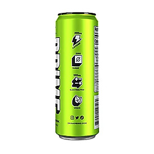 PRIME Energy LEMON LIME | Zero Sugar Energy Drink | Preworkout Energy | 200mg Caffeine with 355mg of Electrolytes and Coconut Water for Hydration| Vegan | Gluten Free |12 Fluid Ounce | 12 Pack