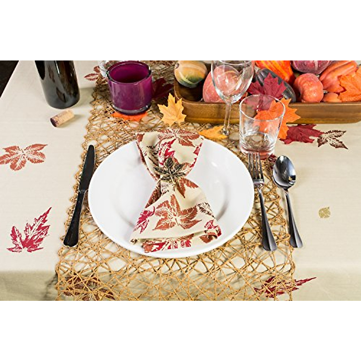 DII Rustic Autumn Leaves Kitchen Collection Thanksgiving & Fall Table Décor, Napkin Set, 20x20, 6 Piece