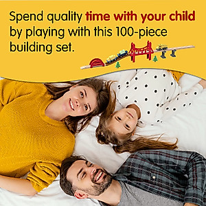 Leo & Friends 100 Piece Railway City Track Set - Educational Wooden Toy Construction Kit for Preschoolers Aged 3 Years and Above - Train Toy for Active Learning Multicolor