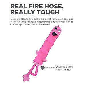 Outward Hound Fire Biterz Flamingo Plush Firehose Material Interactive Dog Toy, Large