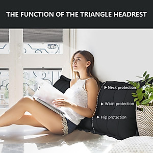 Johnear Bolster Pillow Headboard Backrest Pillow Large Daybed Cushion Lumber Back Pad Support Positioning Sofa Bed Rest Reading Pillow （Black, 76 x 3 x 20 inches）