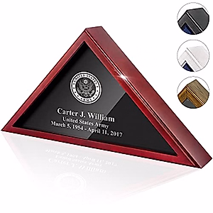 SmartChoice Personalized Flag Case for American Veteran Flag 9.5 X 5 Feet Flag Display Case for Burial Flag Wall Mounted Flag Box Display Case for Burial Flag to Display Folded Flag Glass Front.