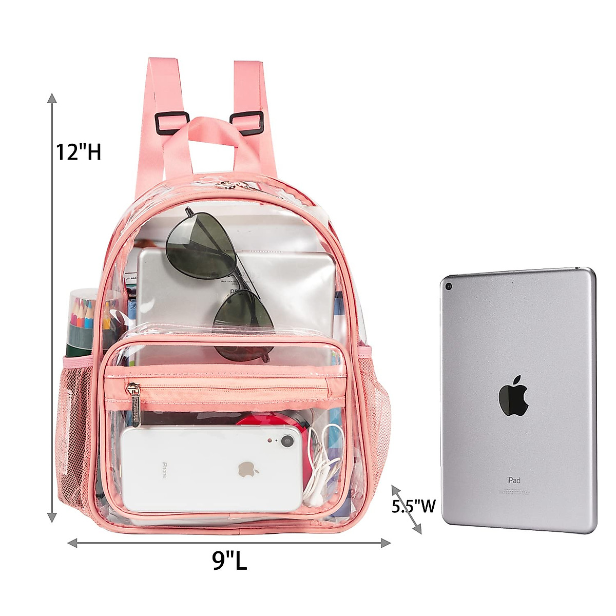 SEIMMIE Clear Mini Backpack Stadium Dedicated,Waterproof Transparent PVC Backpack,Suitable for Work, Travel, and Sports,Age：over 3 years old(pink)
