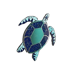 Beachcombers B22166 Mosaic Turtle Mirror Wall Plaque Small, 14.1-inch High