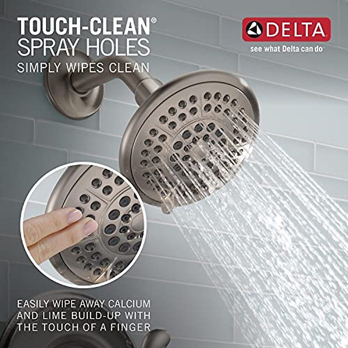 Delta Faucet Lahara 17 Series Dual-Function Shower Trim Kit with 5-Spray Touch-Clean Shower Head, Stainless T17238-SS (Valve Not Included)