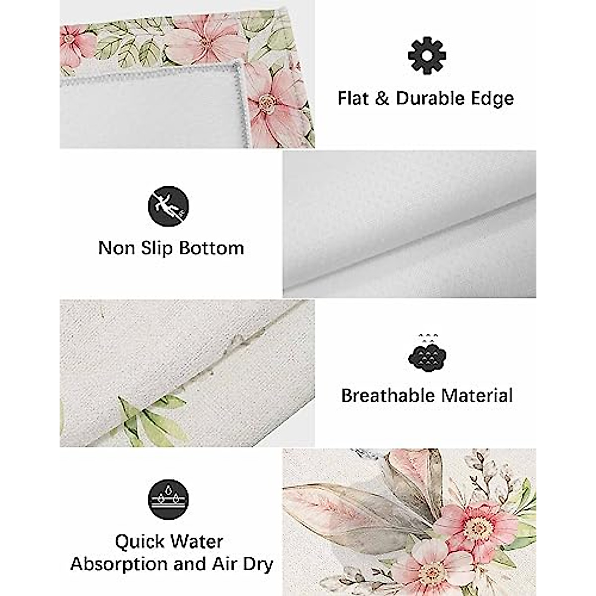 Easter Outdoor Rug for Patio/Deck/Porch, Non-Slip Area Rug 5x8 Ft, Bunny Ears Pink Spring Floral Botanical Rustic Burlap Indoor Outdoor Rugs Washable Area Rugs, Reversible Camping Rug Carpet Runner