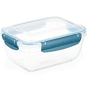 Superio Plastic Food Storage Container with Airtight Lid- 48 Oz, BPA Free, Leakproof, Stackable, Microwave, Dishwasher and Freezer Safe, Blue