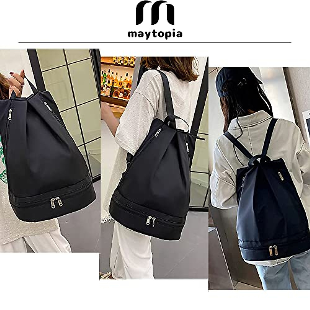 Maytopia Gym Backpack for Women with Shoes Compartment & Wet Pocket,Small Workout Water Resistant bag