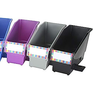Really Good Stuff Non-Tip Book and Binder Holders, 5½” by 13½” by 7¾” (Set of 12, Black) Magazine, Folder Bins with Stabilizer Wings, Built-In Label Holder – Durable, Won’t Fall Over