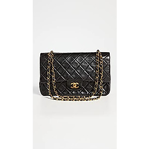 CHANEL Women's Pre-Loved Black Lambskin 2.55 10" Bag, Black, One Size