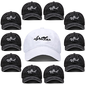 Preboun 11 Pcs Bachelorette Party Hats Bride Baseball Caps Bridesmaid Baseball Trucker Hats Bachelorette Party Supplies Adjustable Cotton Tribe Hats for Bridal Shower Wedding Gift