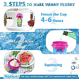 New 500ml Slushie Maker Cup, Large Capacity TIK TOK Magic Quick Frozen Smoothies Cup, Cooling Cup, Double Layer Squeeze Slushy Maker Cup, Happy Gifts for Kids (Blue)