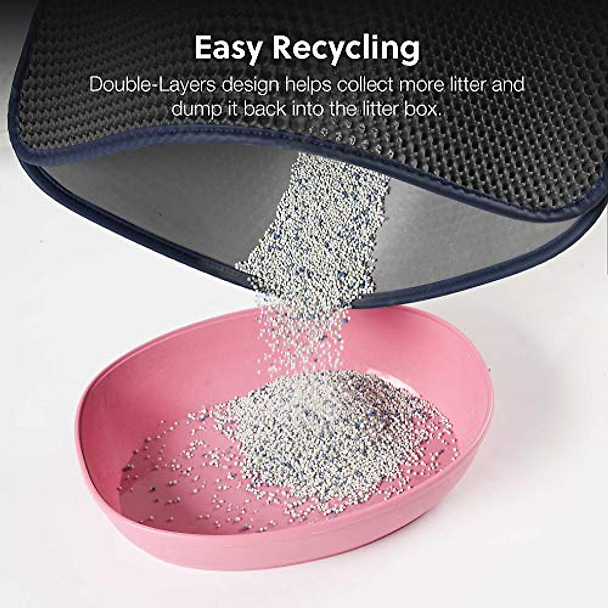 WePet Cat Litter Mat, Kitty Litter Trapping Mat, Honeycomb Double Layer Mats, No Phthalate, Urine Waterproof, Easy Clean, Scatter Control, Catcher Litter Tray Box Rug Carpet