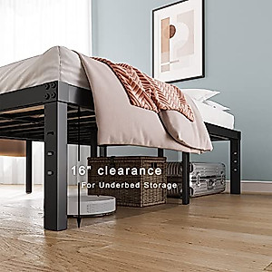 Neslime 18 Inch High King Bed Frame No Box Spring Needed, Heavy Duty King Platform Bed Frame for Heavy People, Easy Assembly, Noise Free, Black