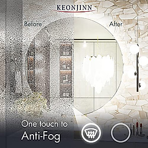 Keonjinn 36 Inch Backlit Mirror Bathroom LED Round Mirror 3000K/4500K/6000K Large Lighted Vanity Mirror Circle Mirror with Lights Dimmable Wall Mounted LED Bathroom Mirror Anti-Fog Makeup Mirror