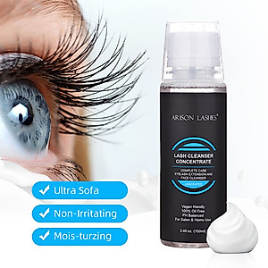 Eyelash Cleanser Concentrate 100ml Professional Lash Extensions Shampoo Natural Foaming Cleanser for Extensions Lashes with Salon Home Care-Makes 20 Bottles 60ml Eyelash Shampoo(Unscente)