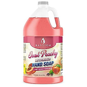Hand Soap Antimicrobial Just Peachy Luxurious Lotionized Hand Wash One Gallon (128 Oz.) Refill Jug. Made in The USA
