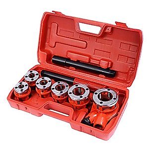 GOFLAME Ratchet Pipe Threader Kit Set Portable W/6 Dies and Case Gas Manual Ratcheting Pipe Threading Tool Set