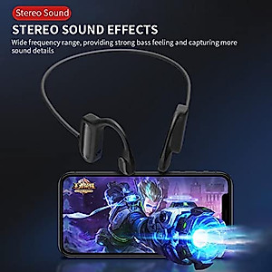 Betreasure Bone Conduction Headphones Wireless Earphone Bluetooth Earbuds Sports Waterproof HiFi Stereo Ear-Hook Headset with Microphone (Black)