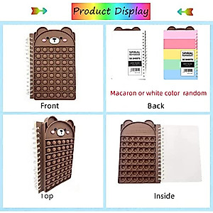 7iper Pop Notebook, Push bubble Spiral Notebooks Fidget Toys, Cute Composition Notebooks, College Ruled Notebooks, Protable for School Office Gifts (A5 Bear)