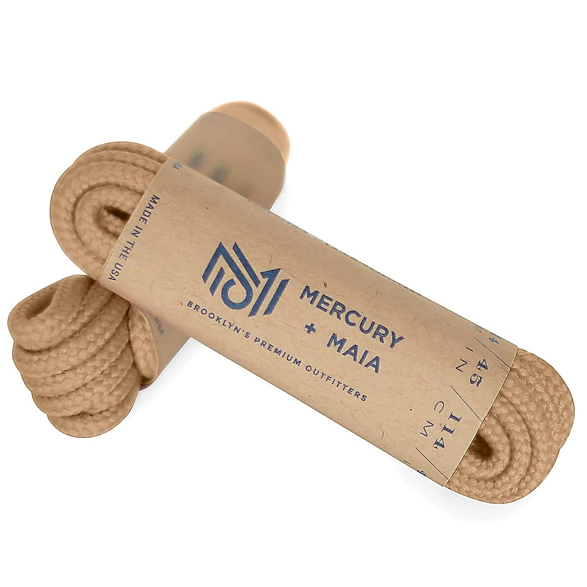 Mercury + Maia Round Shoe Laces for Sneakers - Boot Laces - Ultraboost Shoelaces - USA Made Shoe Strings (2 Pair) (Tan, 72 inches)