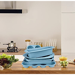 Hansanti 7in1 Silicone Bakeware Baking Set, Kitchen Bake Pans Molds Tray for Oven with BPA Free Round/Square Cake Pan, Loaf Pan, Muffin Pan for Bread Pizza Cheesecake Cupcake Pie Desserts