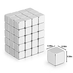 20 PCS Square Cube Magnets - 10x10x10mm Refrigerator Magnets Fridge Magnets Whiteboard Magnets Square Magnets Small Magnets for Office, Hobbies, Crafts, Science and School Classrooms, 3/8"x3/8"x3/8"