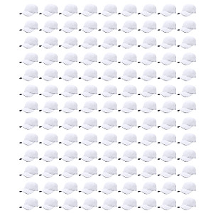 Gelante Bulk Plain Blank Baseball Caps Adjustable Back Strap. 001-White-144PC