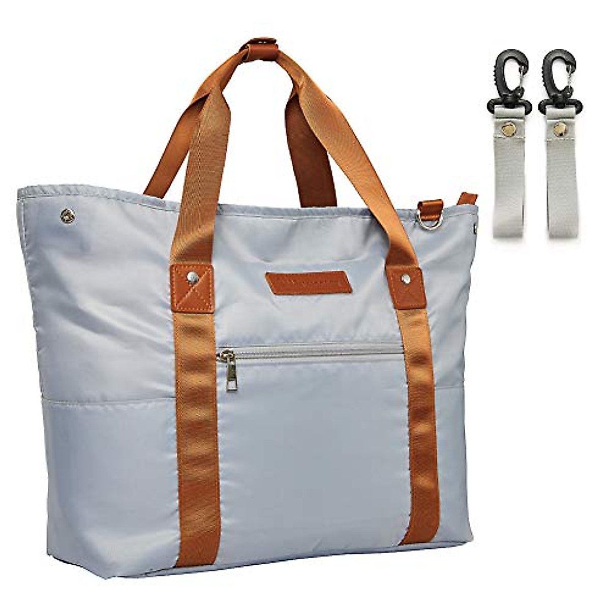 Baby Large Diaper Bag, Maternity Nappy Tote Bags for Mom Organizer Multi-Function Travel Shoulder Bag Waterproof with Stroller Straps, Nappy Changing Pad, Insulated Pockets Grey