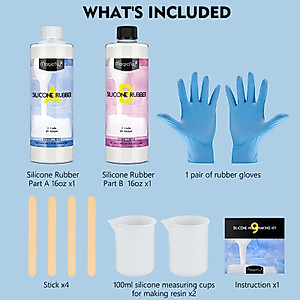 Magicfly Silicone Mold Making Kit, Liquid Silicone Rubber 32oz, Translucent Clear Mold Making Silicone Rubber, for Casting Resin Molds, Silicone Molds, Soap, Candle, Clay