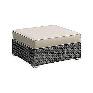 simple relax Tessio Outdoor Modular Patio Resin Wicker Ottoman in Beige