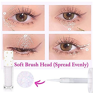 Geeneiya Liquid Glitter Eyeshadow Korean Makeup Under Eye Shadow Bling,Pigmented, Long Lasting, Quick Drying, Loose Glitter Glue for Crystals EyeMakeup (Colorful Galaxy 01)